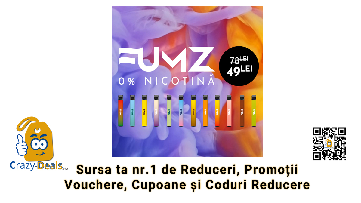 Super discount de pana la 50% la produsele de vapat fara nicotina FUMZ » Crazy-Deals.ro