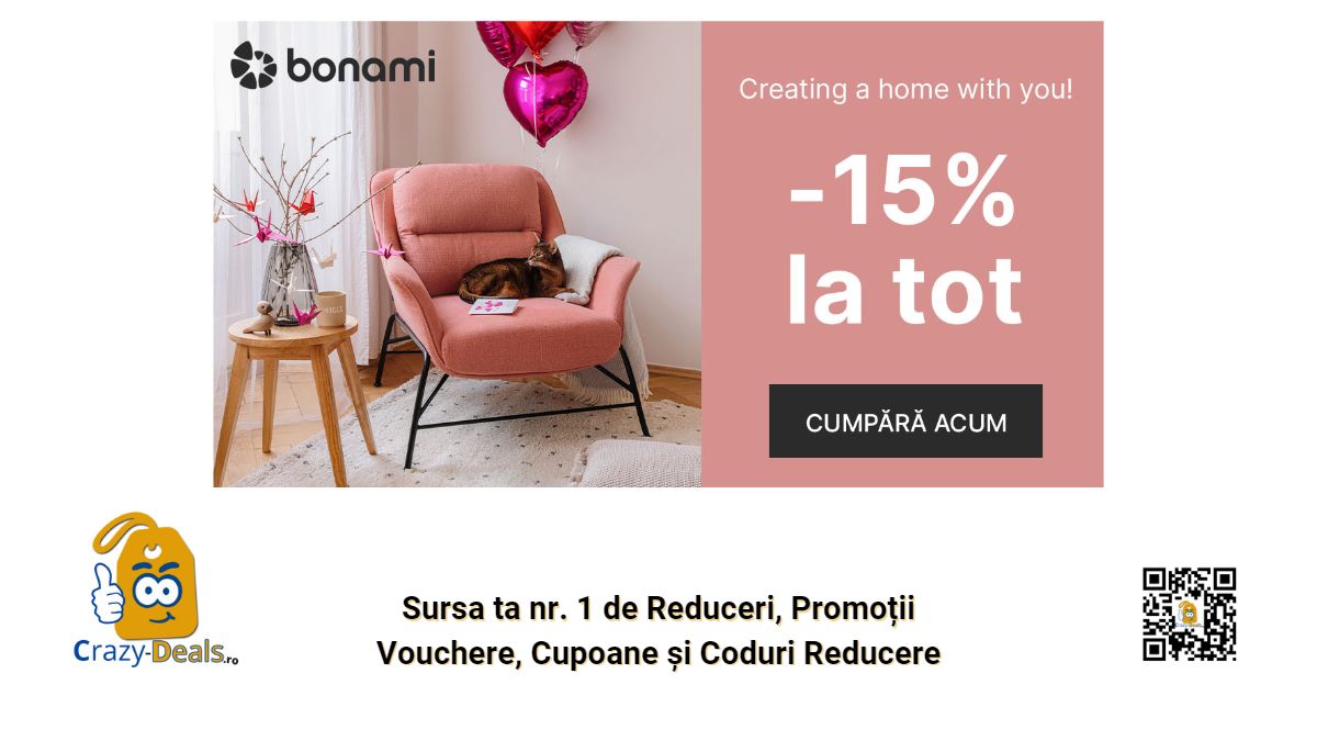 Cod Reducere Bonami 15% la TOT | Reducere de primăvară » Crazy-Deals.ro